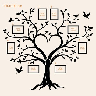 Ramă foto Arbore Genealogic din lemn (9 rame foto) | DUBLEZ