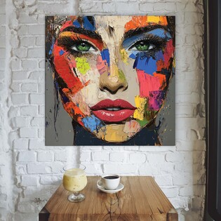 Tablou pentru dormitor - Portret colorat de femeie | DUBLEZ