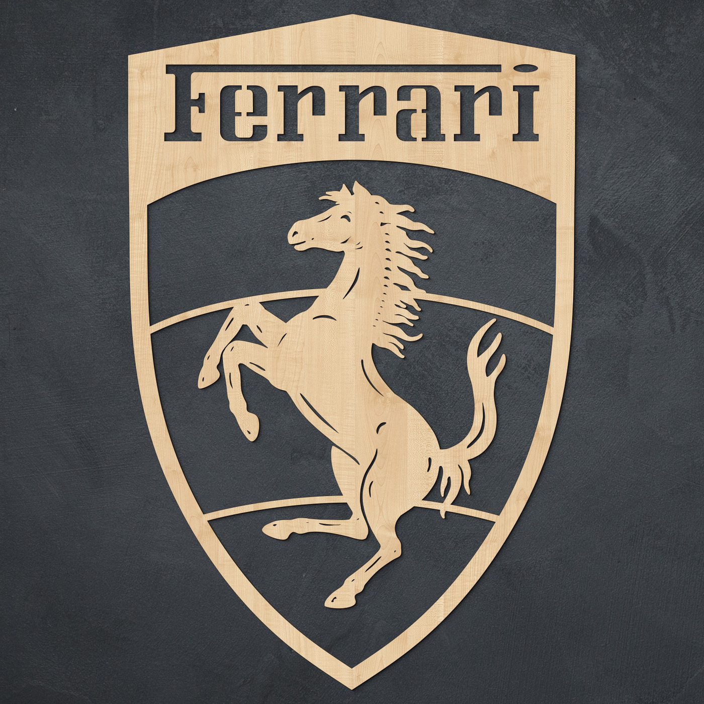 Drevený znak auta - Logo Ferrari | DUBLEZ