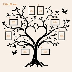 Drevený rodostrom na stenu + 9 ks fotorámikov | DUBLEZ